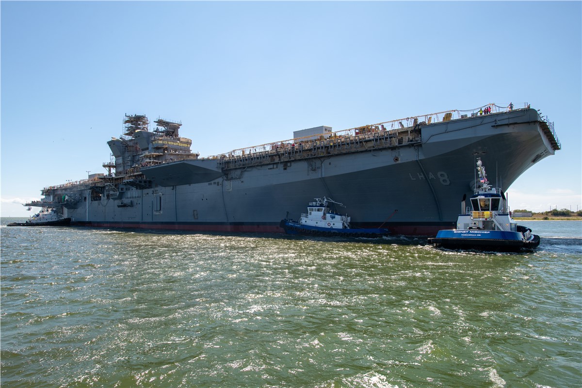 HII's Ingalls Shipbuilding Launches Amphibious Assault Ship